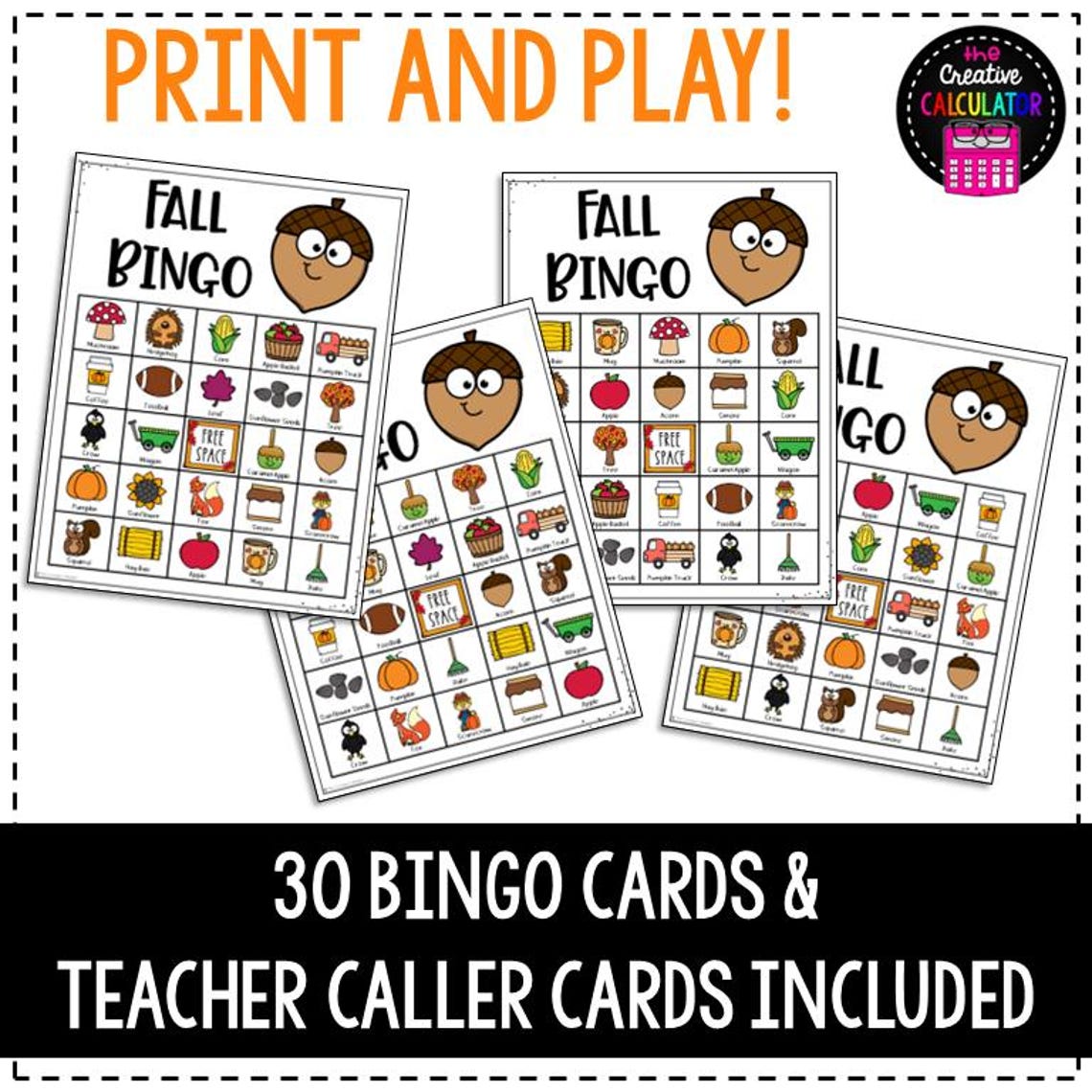 Fall Bingo - Autumn Bingo - 30 Unique Bingo Cards - Classroom Games - Etsy