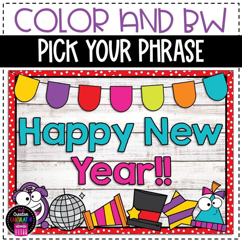 New Year Bulletin Board or Door Decor - New Years Bulletin Board ...