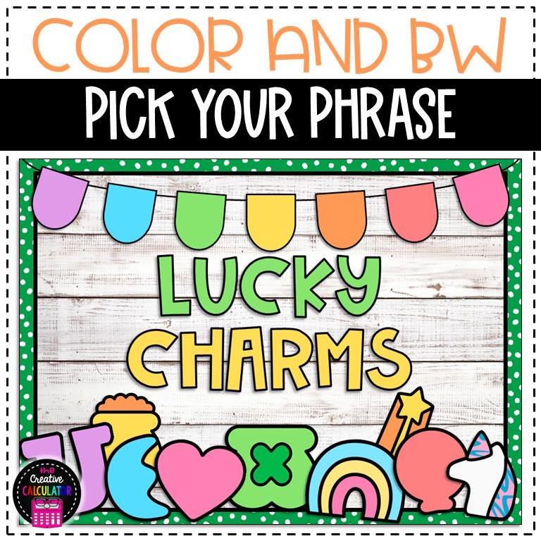 Lucky Charms Bulletin Board or Door Decor - St Patrick's Day Bulletin ...