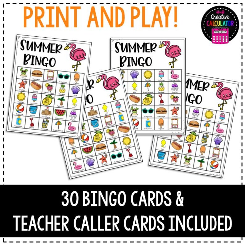 Summer Bingo - 30 Unique Bingo Cards - Classroom Games - Etsy