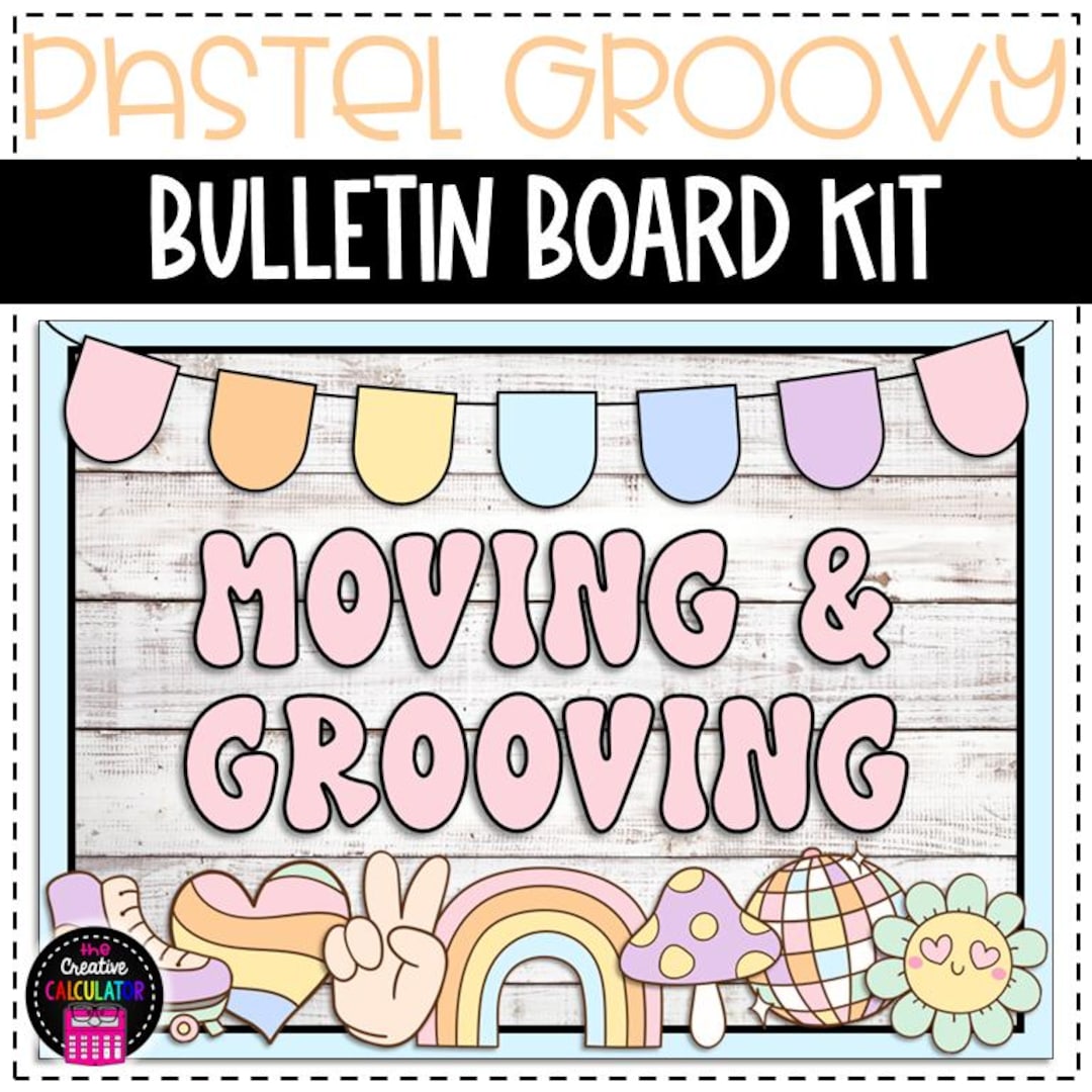 Pastel Groovy Retro Bulletin Board or Door Decor - Retro Bulletin Board ...