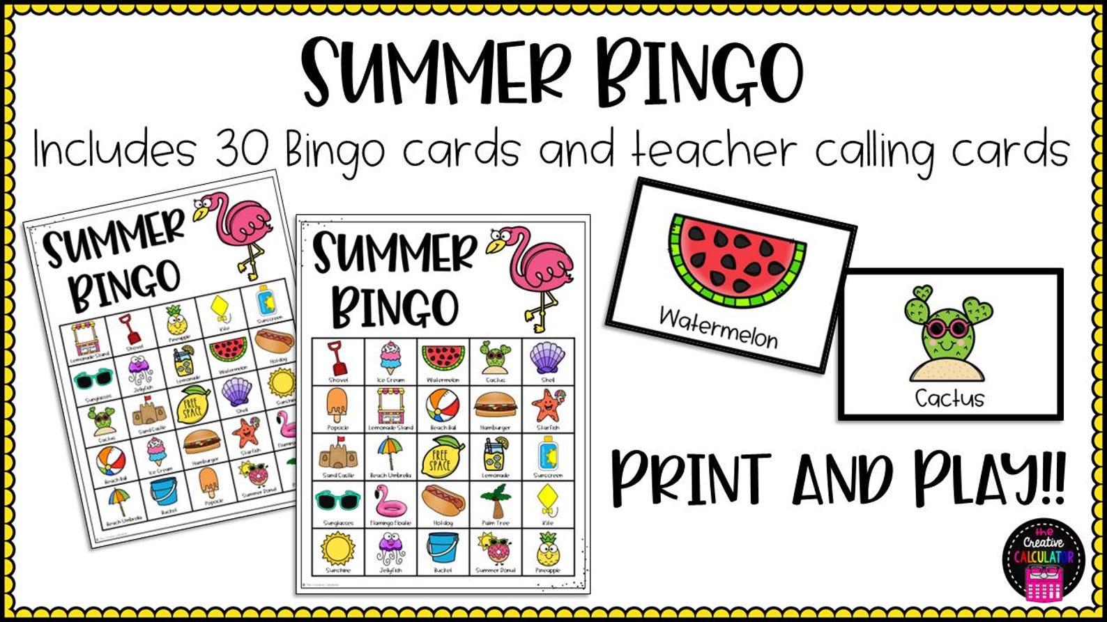 Summer Bingo - 30 Unique Bingo Cards - Classroom Games - Etsy