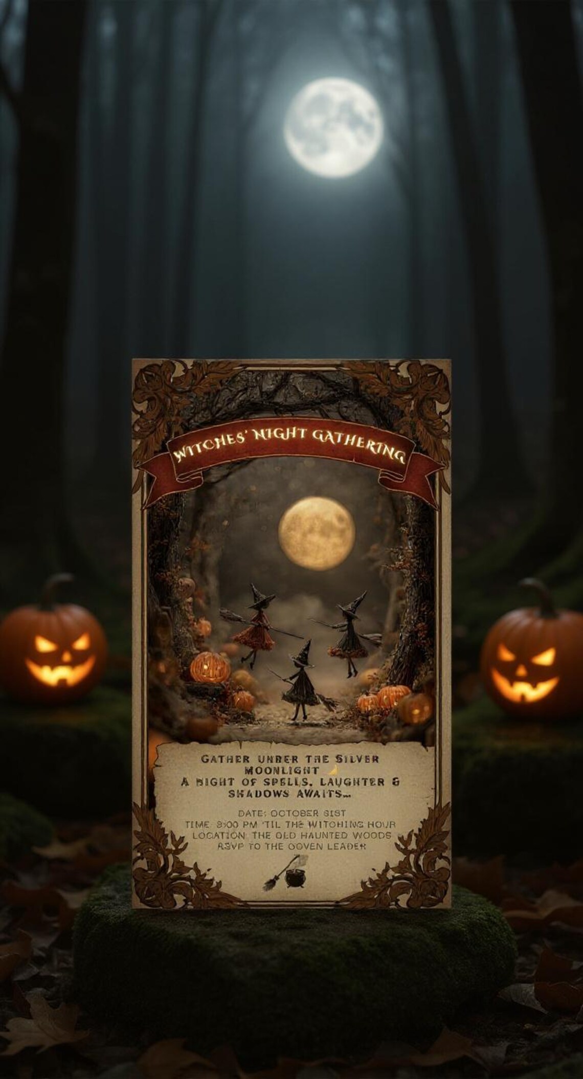 Witches’ Night Gathering Invitation – Digital Halloween Party Flyer ...