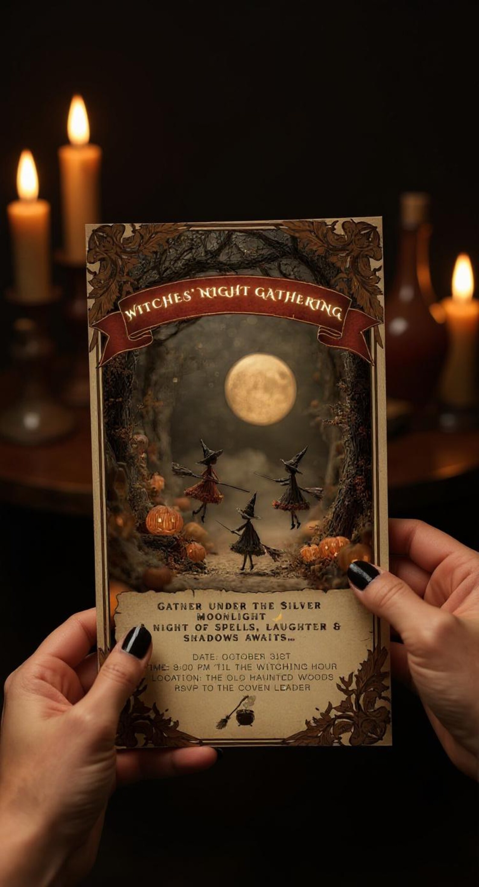 Witches’ Night Gathering Invitation – Digital Halloween Party Flyer ...