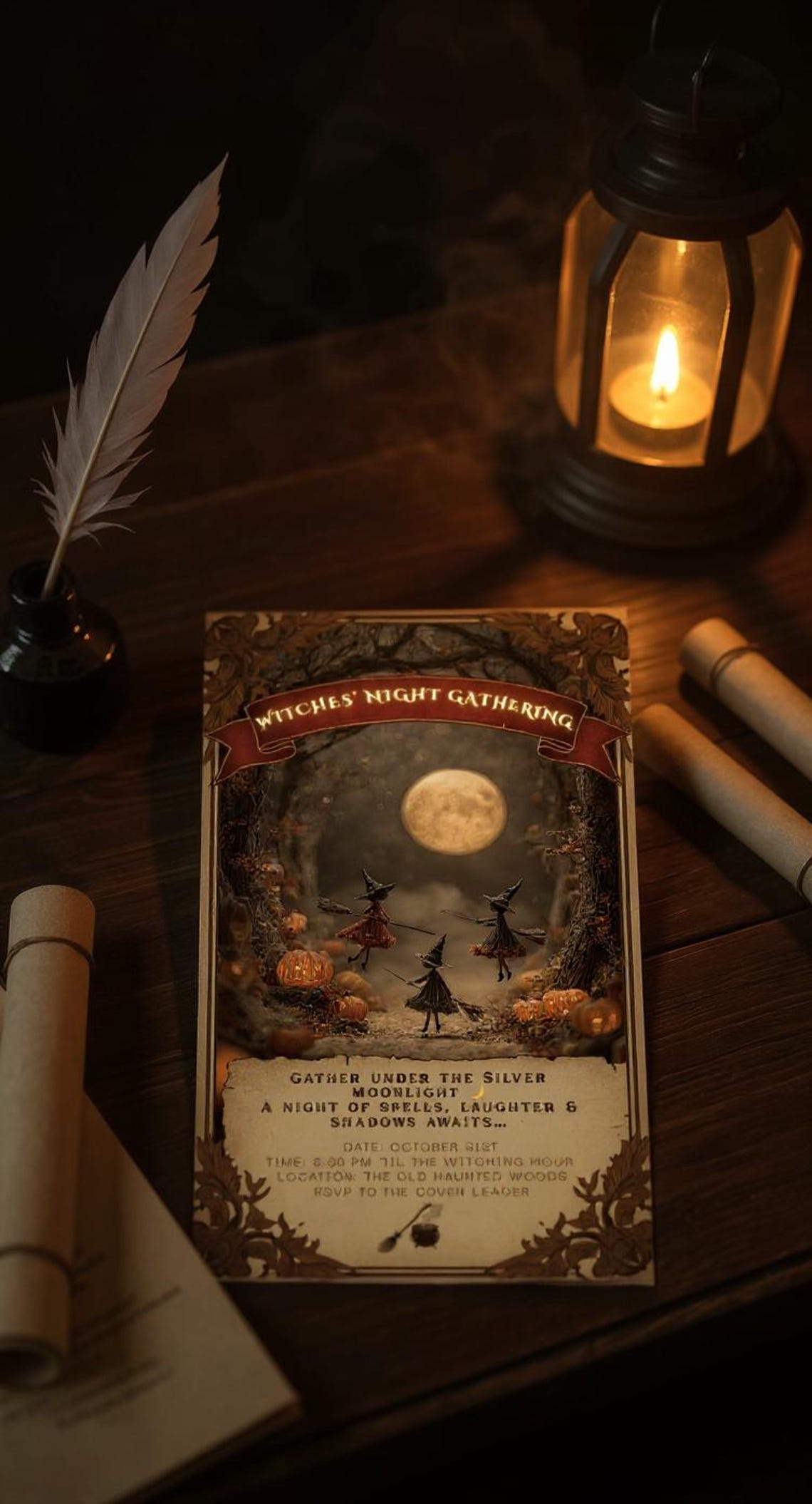 Witches’ Night Gathering Invitation – Digital Halloween Party Flyer ...