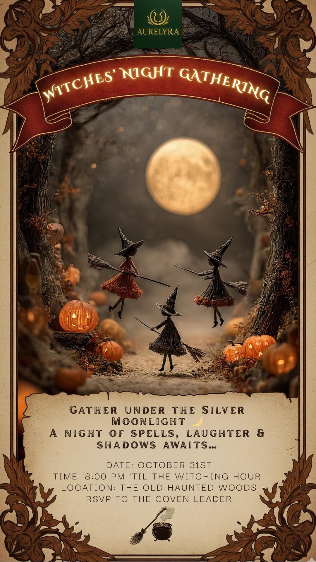 Witches’ Night Gathering Invitation – Digital Halloween Party Flyer ...