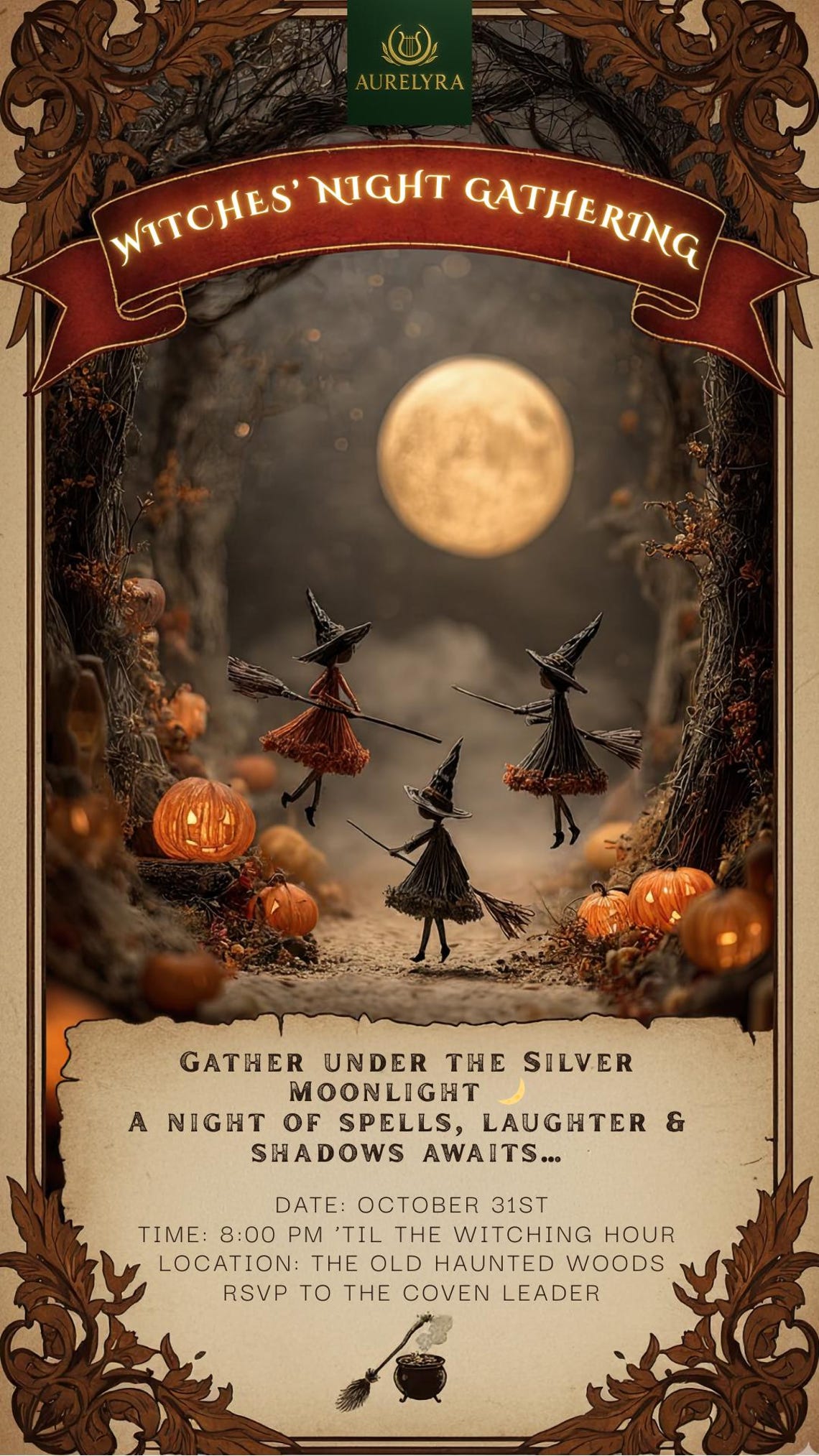 Witches’ Night Gathering Invitation – Digital Halloween Party Flyer ...