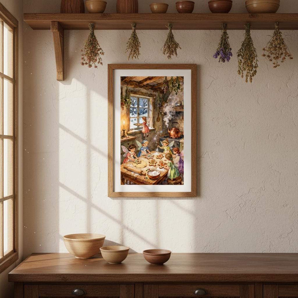 Magical Gingerbread Fairy Kitchen – Cozy Winter Cottage Baking Art - Etsy