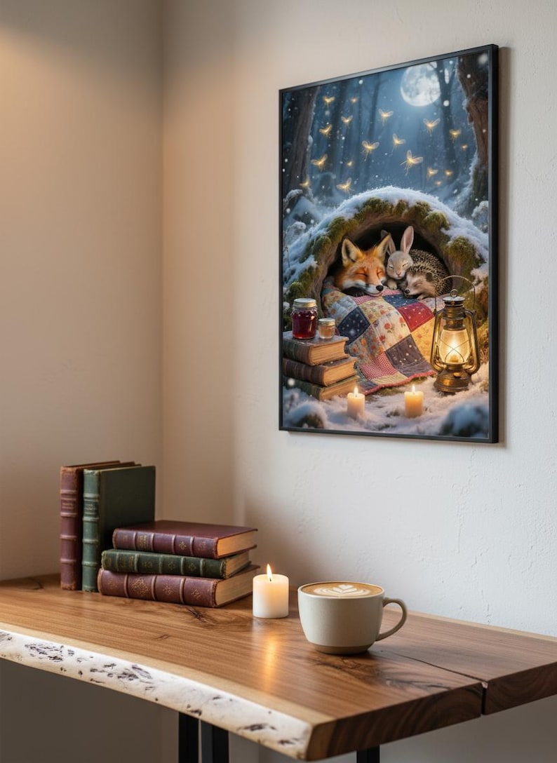 Cozy Winter Animal Wall Art Set — Whimsical Forest Printable — Vertical ...