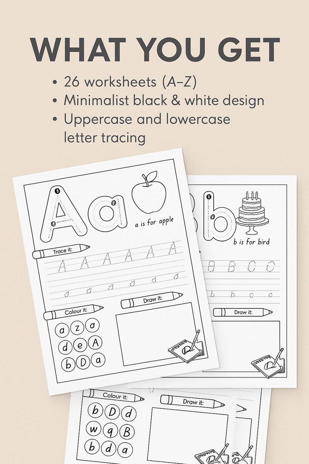 Kindergarten Alphabet Worksheet Bundle | 26 Printable Letter Tracing ...