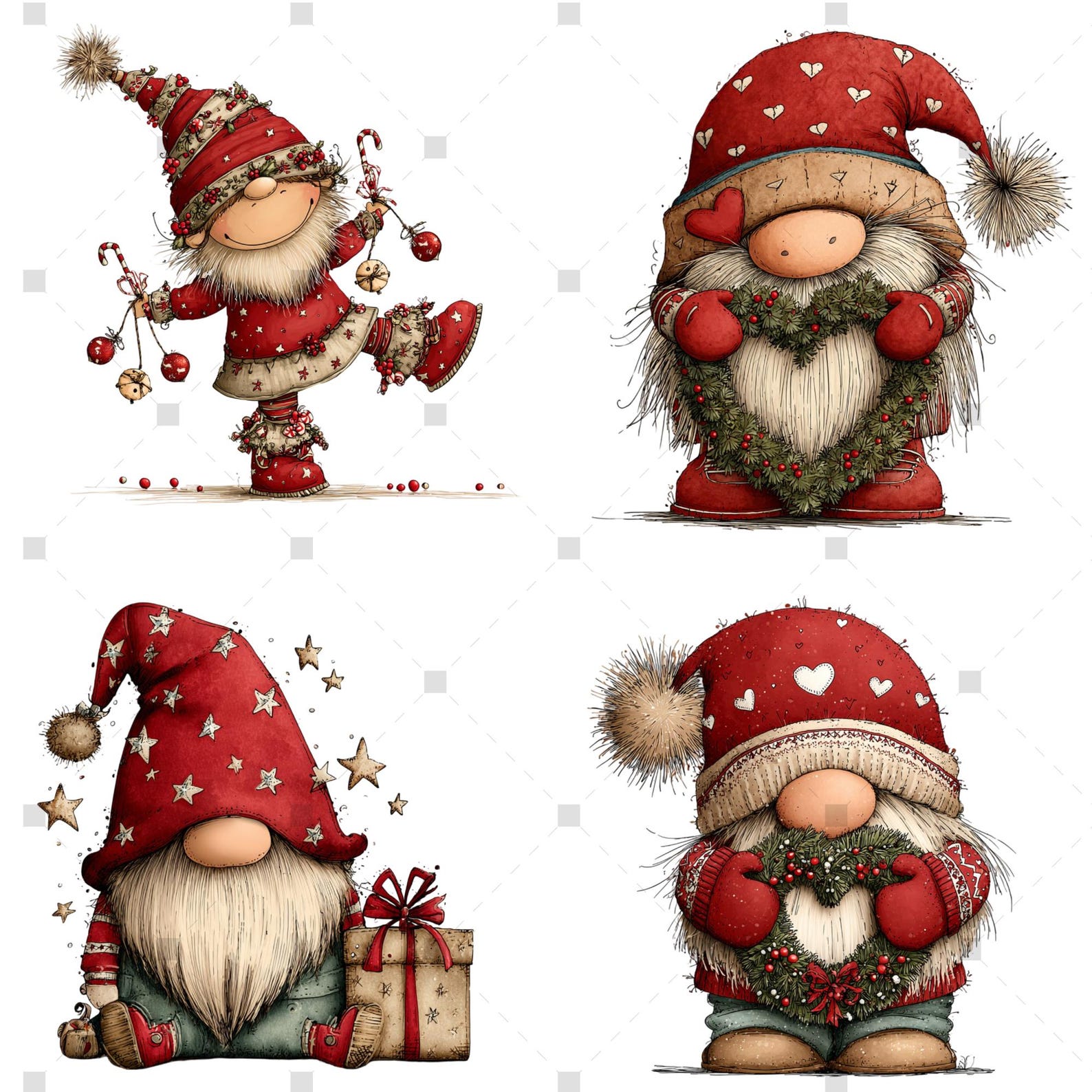 Gnome PNG Mega Bundle: 40 Christmas Gnomes Clipart, Xmas Holiday ...
