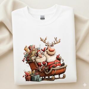 Santa & Reindeer Christmas Clipart: Festive Holiday Graphics (digital ...