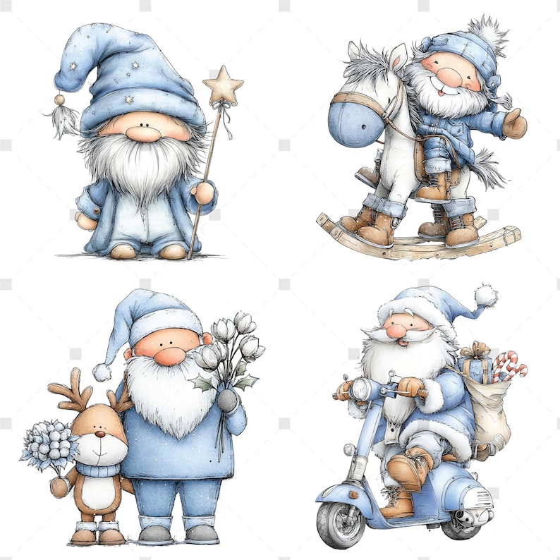 Santa & Reindeer Christmas Clipart: Festive Holiday Graphics (digital ...