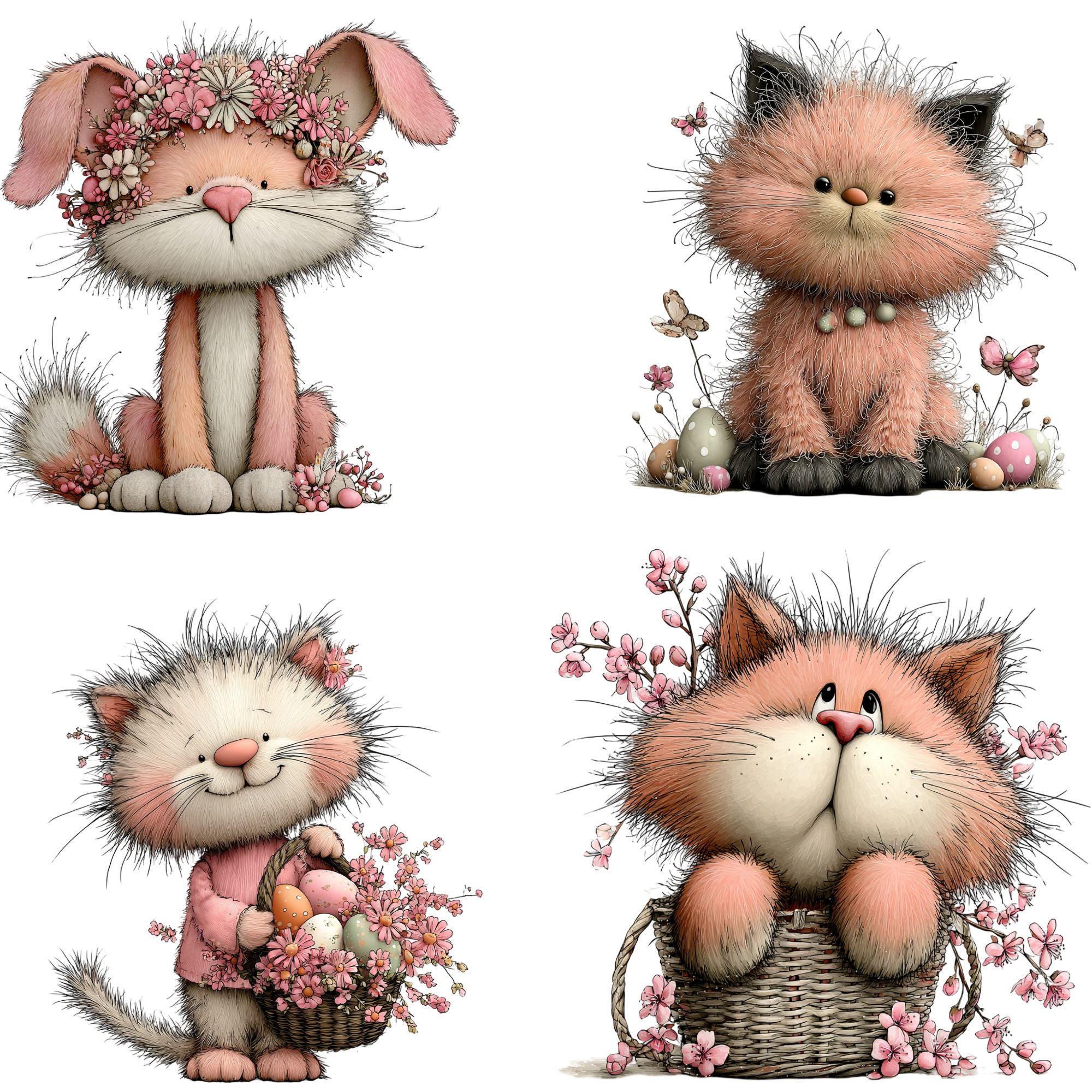 29 PNG Whimsical Cat Clipart – Cute Spring Cat With White Floral Crown ...