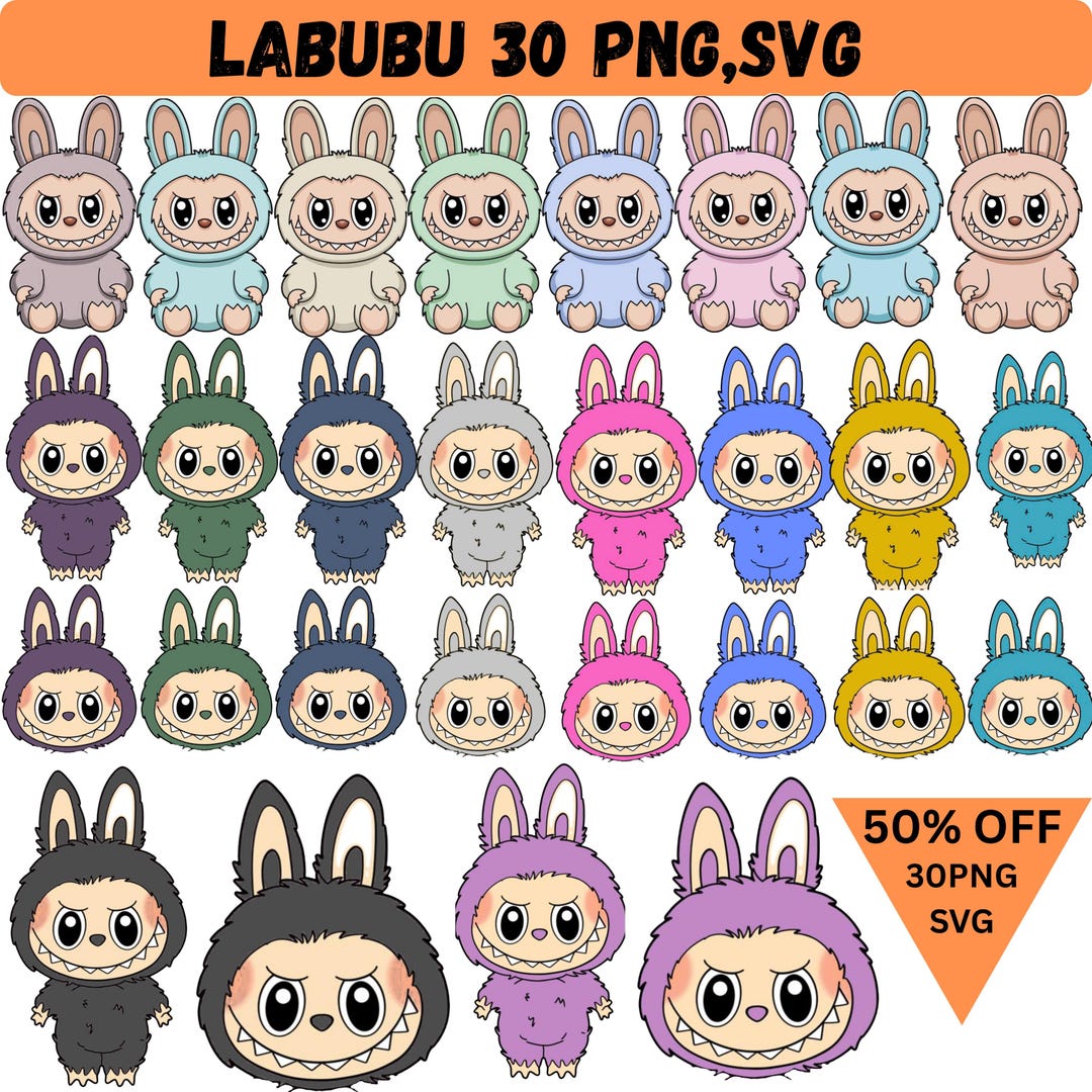 Labubu Clipart PNG Bundle, Labubu Clipart, Labubu PNG, Cute Labubu ...