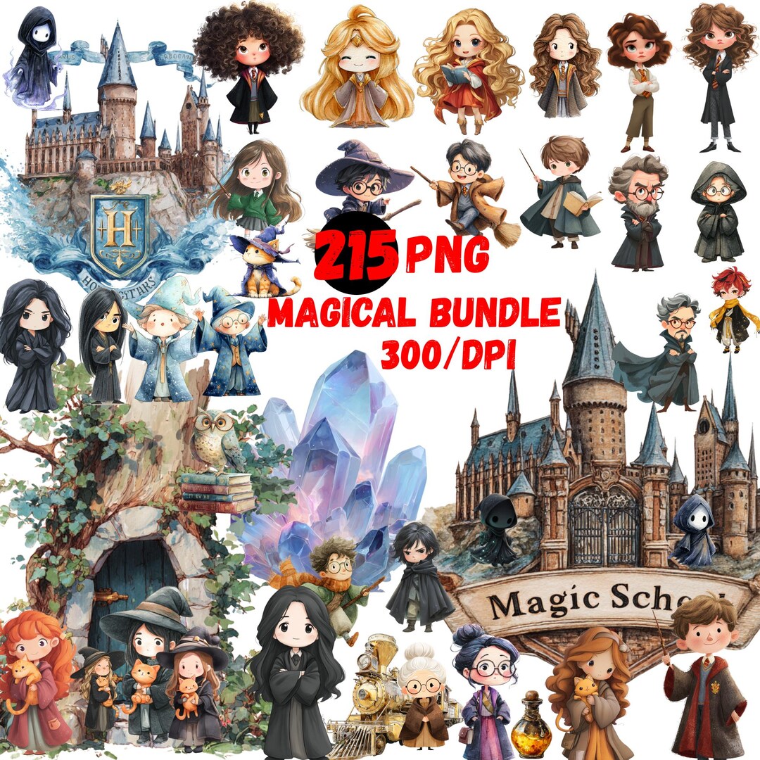 200+ PNG Wizard School Clipart Bundle, Magic School Clipart, Watercolor ...