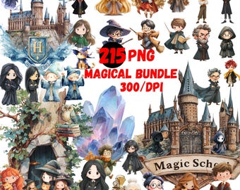 99 Wizard School Clipart Bundle, Magic School Clipart, Watercolor Cute ...