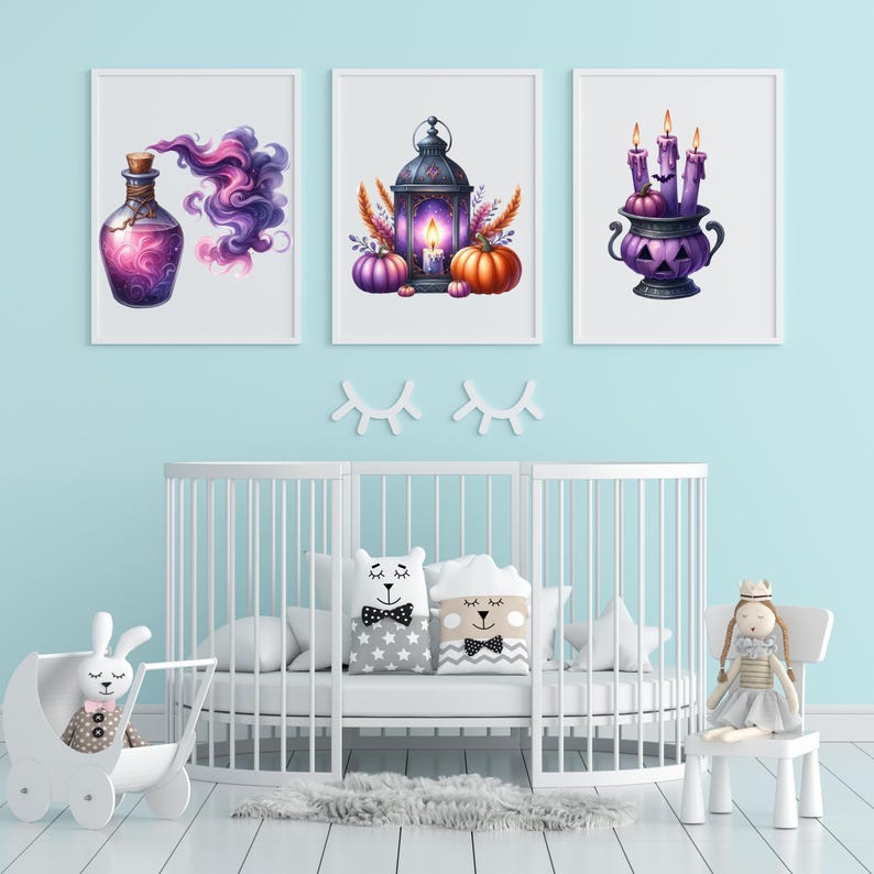 Watercolor Halloween Clipart, Spooky Cute Clip Art, Halloween Clipart ...