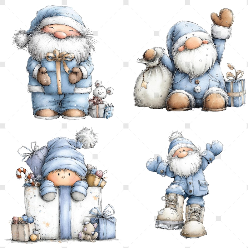 Santa & Reindeer Christmas Clipart: Festive Holiday Graphics (digital ...