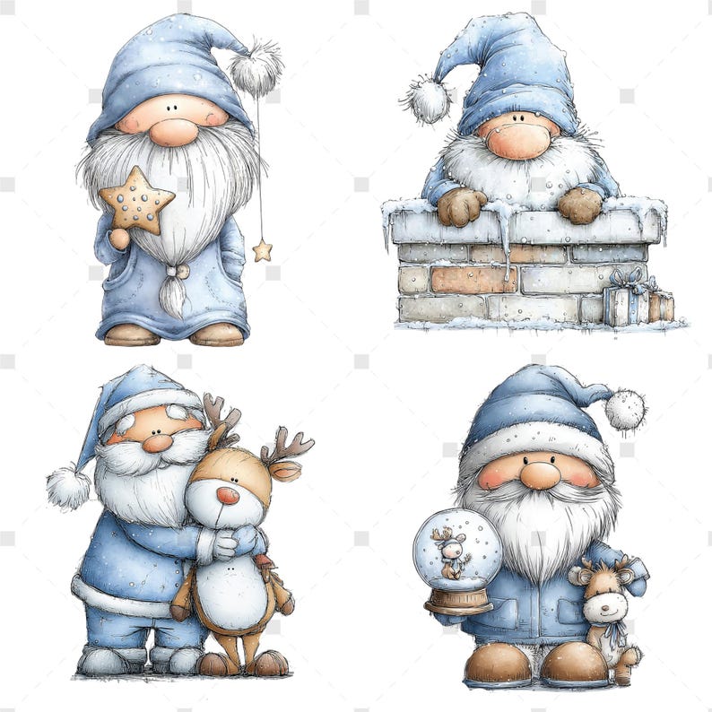 Santa & Reindeer Christmas Clipart: Festive Holiday Graphics (digital ...