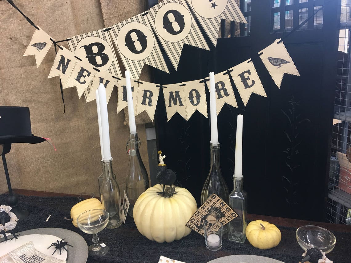 Halloween NEVERMORE Banner the Raven | Etsy