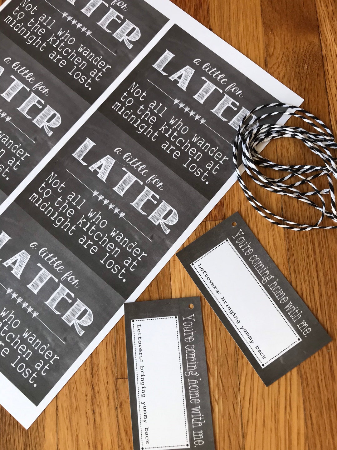 Leftovers To-go Bag Labels and Tags With Bakery Twine- Set of 6 ...