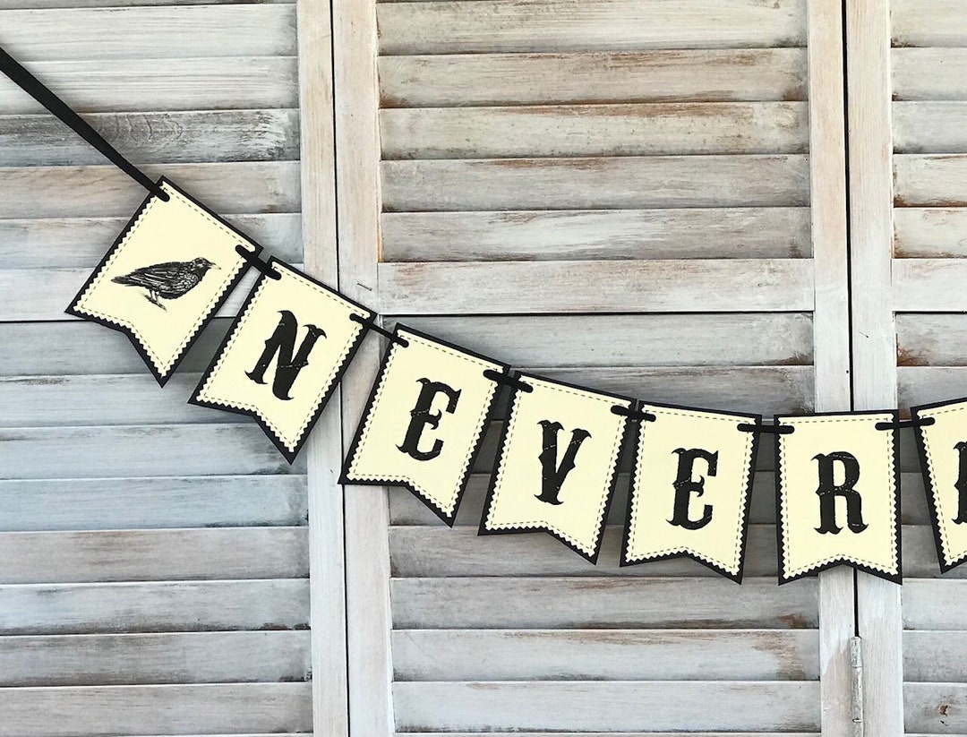 Halloween NEVERMORE Banner, the Raven Swag, Gothic Bunting, H1 - Etsy