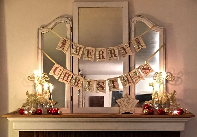 PRINTABLE Merry Christmas Vintage Theme Paper Banner - Etsy