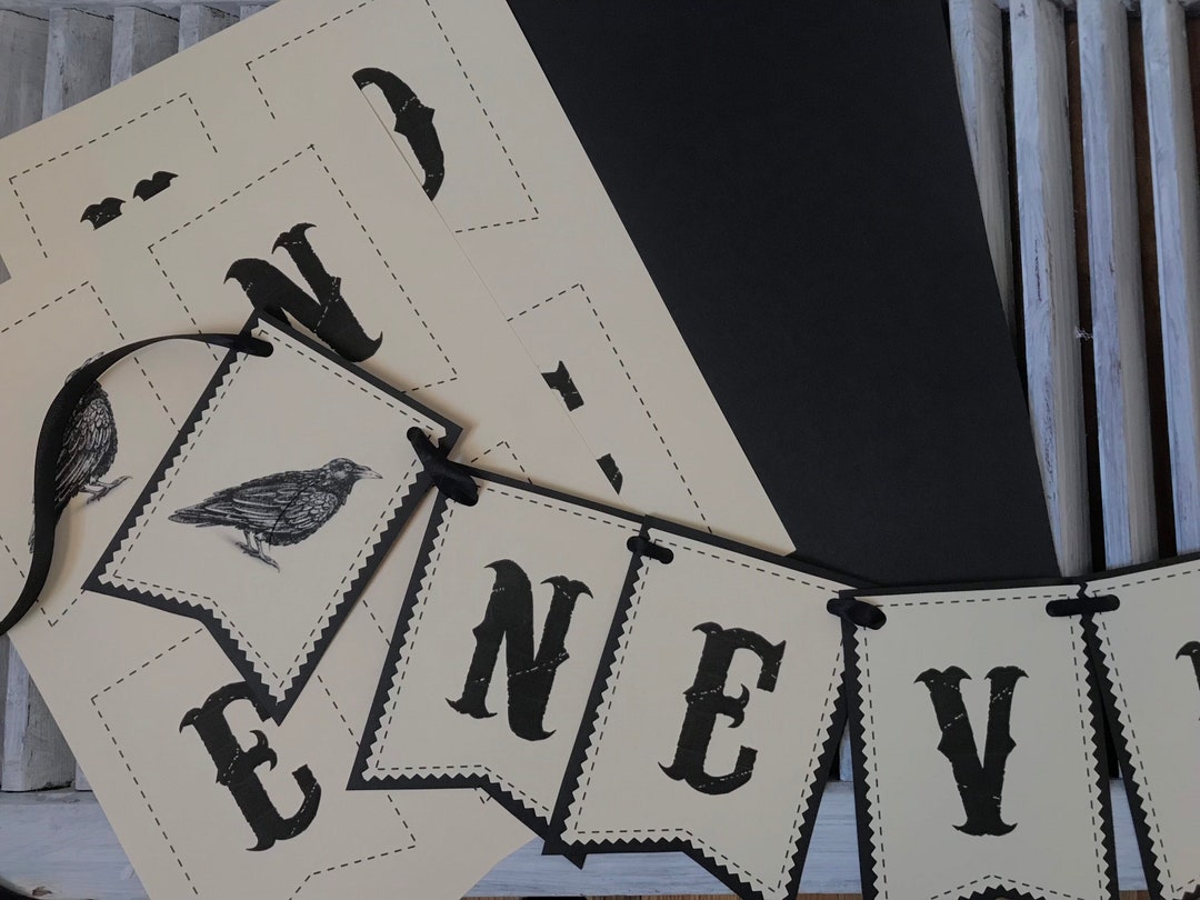 PRINTABLE Halloween NEVERMORE Banner, the Raven Swag, Halloween Instant ...