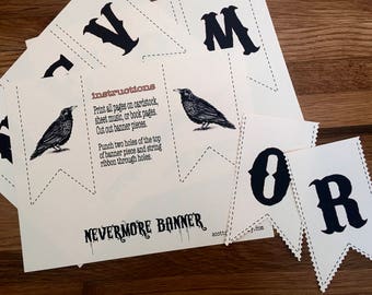 Halloween NEVERMORE Banner the Raven | Etsy