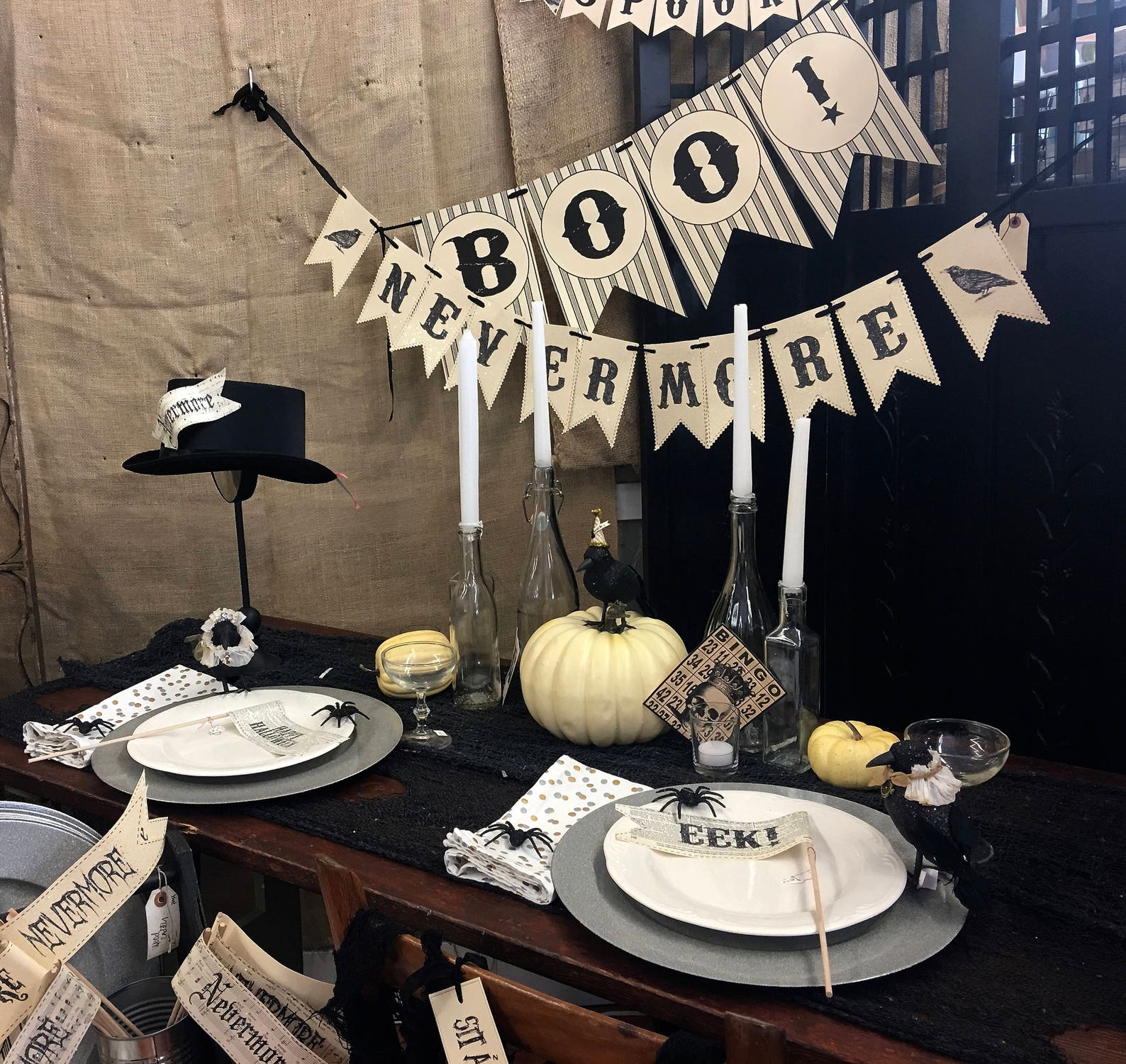 Halloween NEVERMORE Banner the Raven Swag Gothic Bunting H1 - Etsy