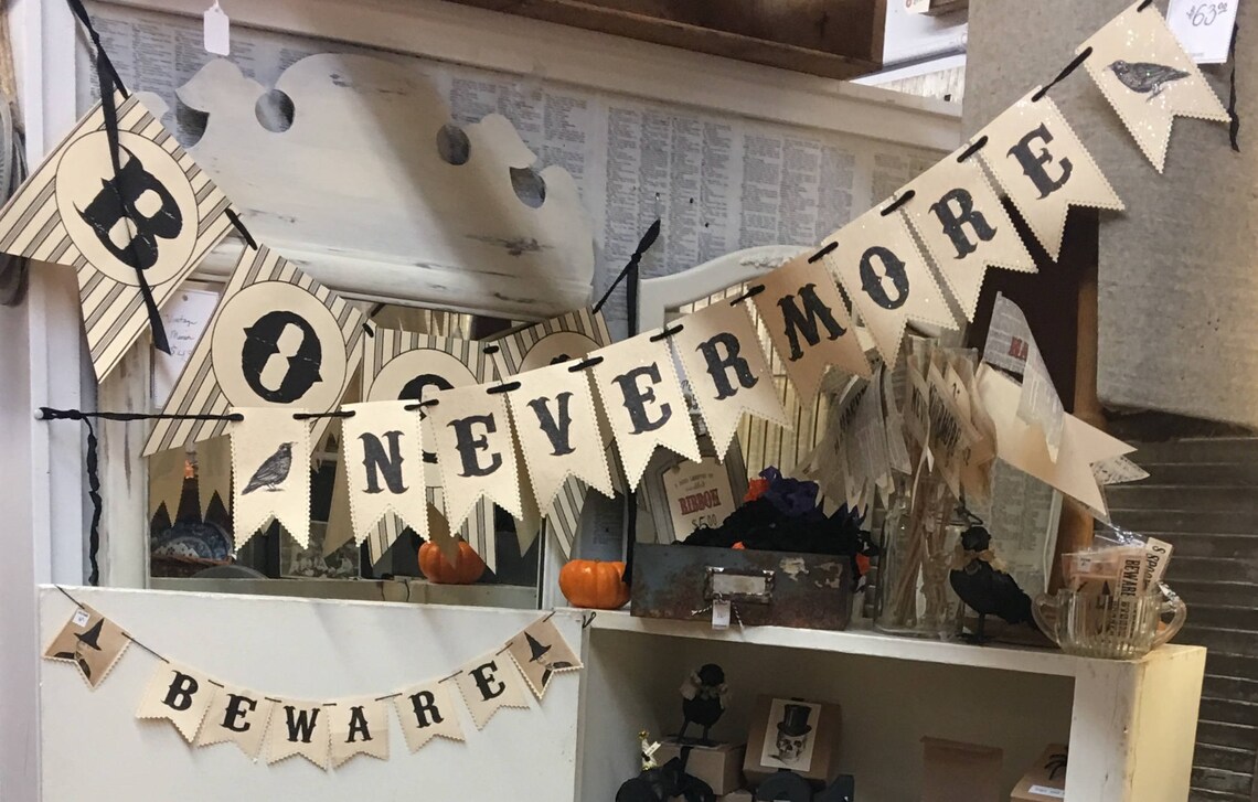 Halloween NEVERMORE Banner the Raven | Etsy