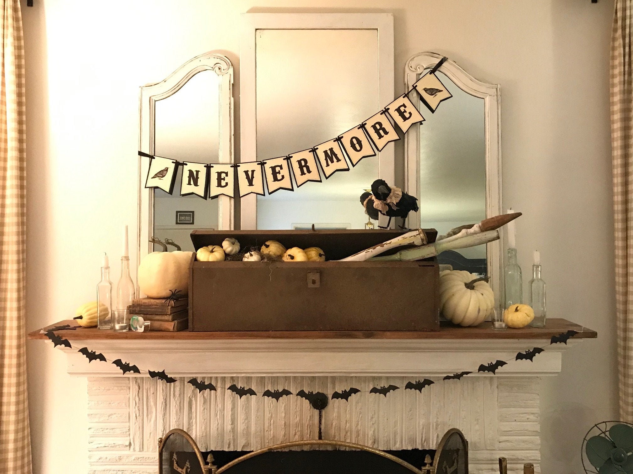 Halloween NEVERMORE Banner the Raven | Etsy