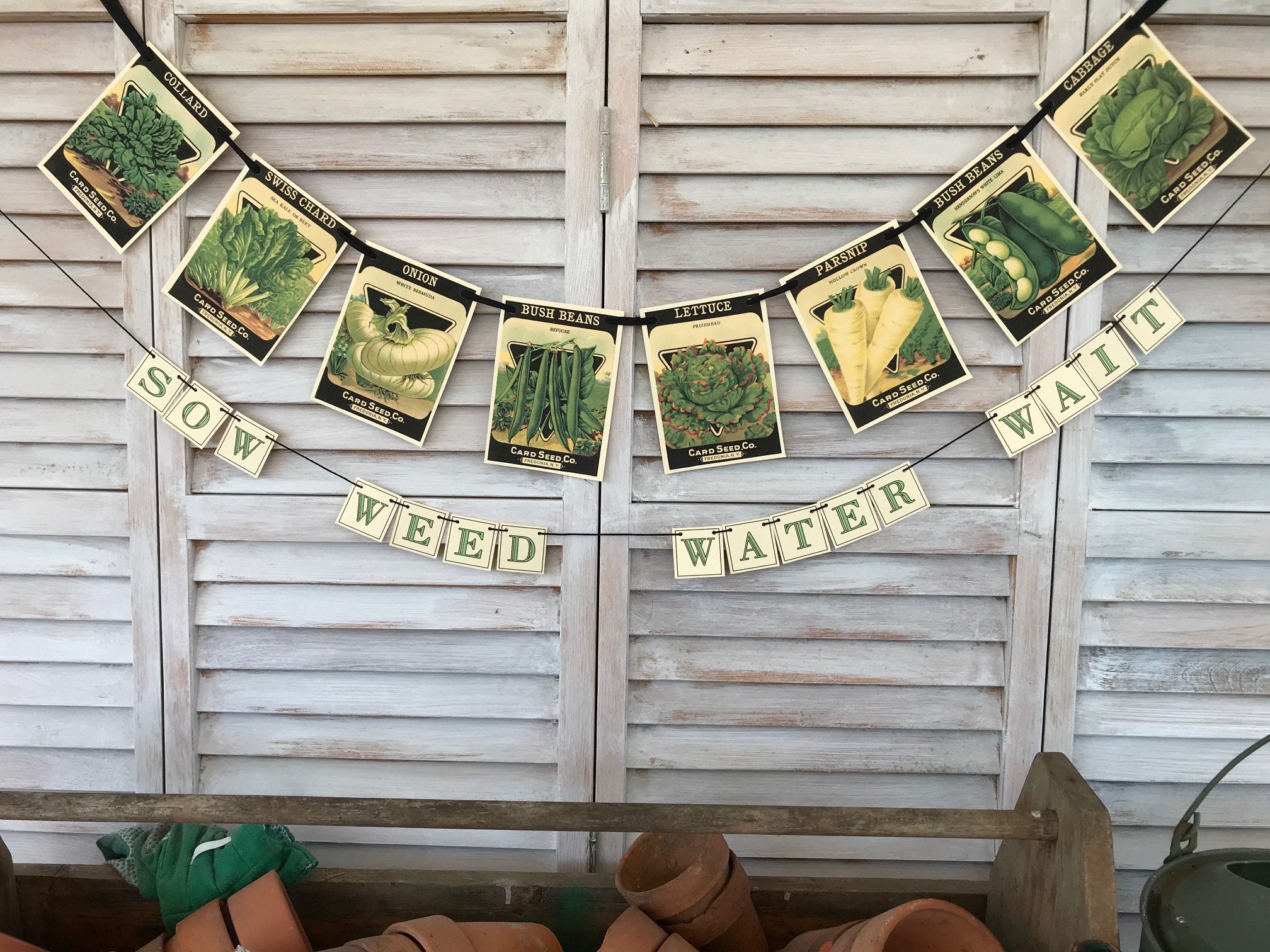 Vegetable Seed Packets Paper Banner, Spring Prints Garland|, Garden ...