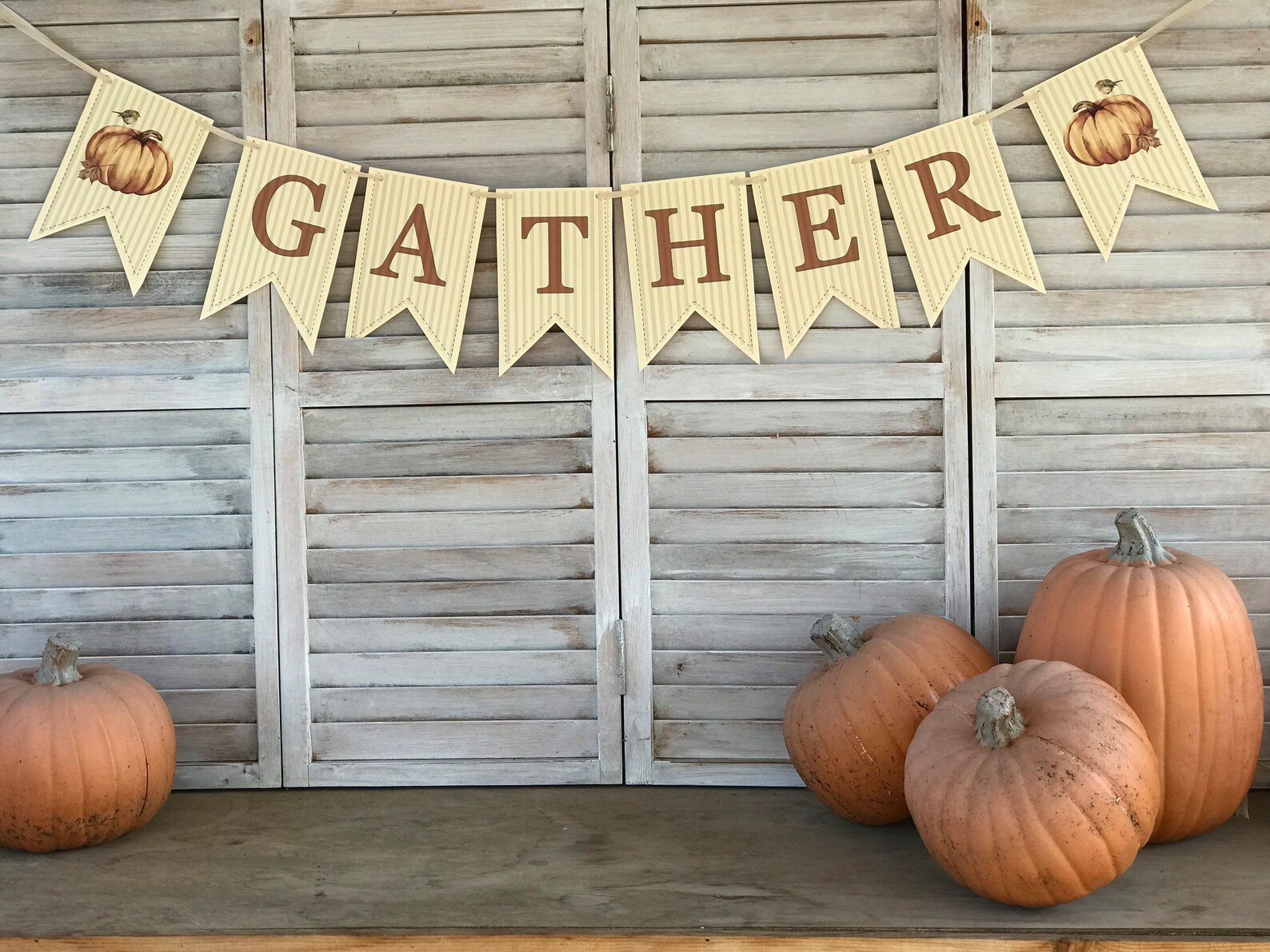 PRINTABLE Gather Banner, Thanksgiving Bunting, Thankful Swag, Autumn ...