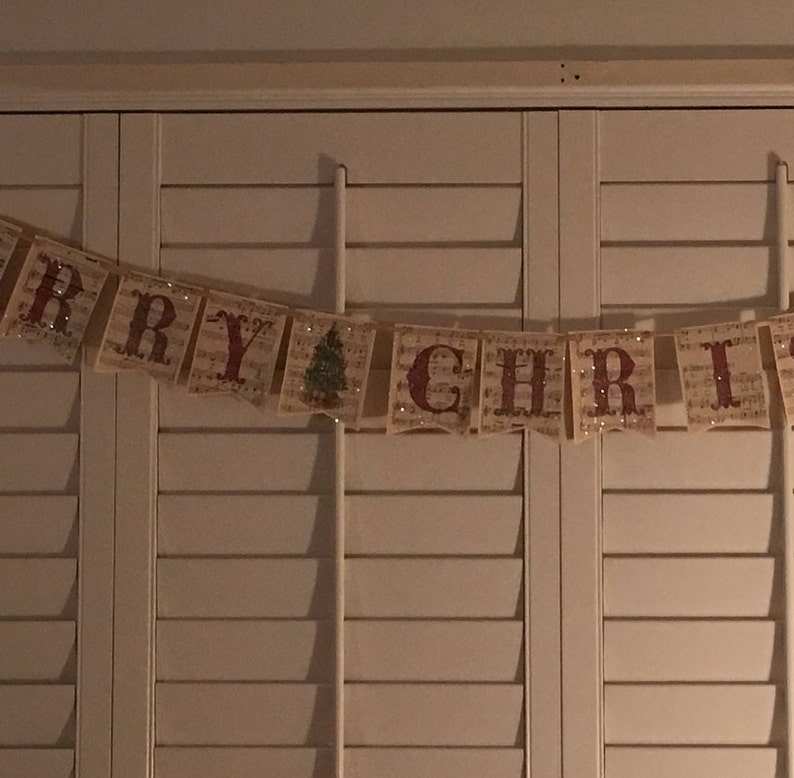 PRINTABLE Merry Christmas Vintage Theme Paper Banner, Christmas Bunting ...