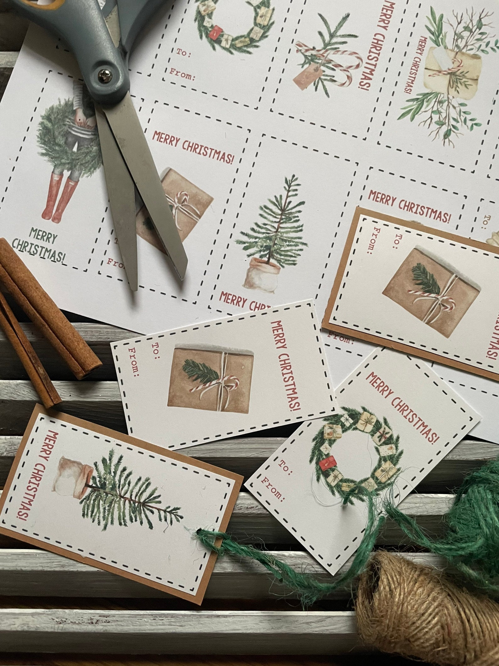 PRINTABLE Christmas Gift Tags, Boho Holiday Decor, Place Cards - Etsy