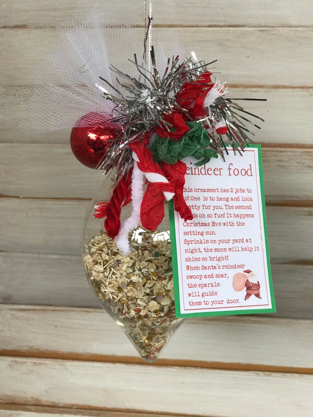 Reindeer Food Christmas Ornament Magic Glitter Oats Santa - Etsy
