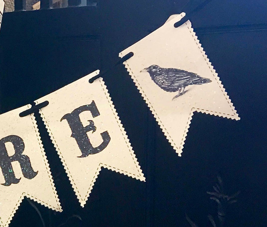 Halloween NEVERMORE Banner the Raven | Etsy