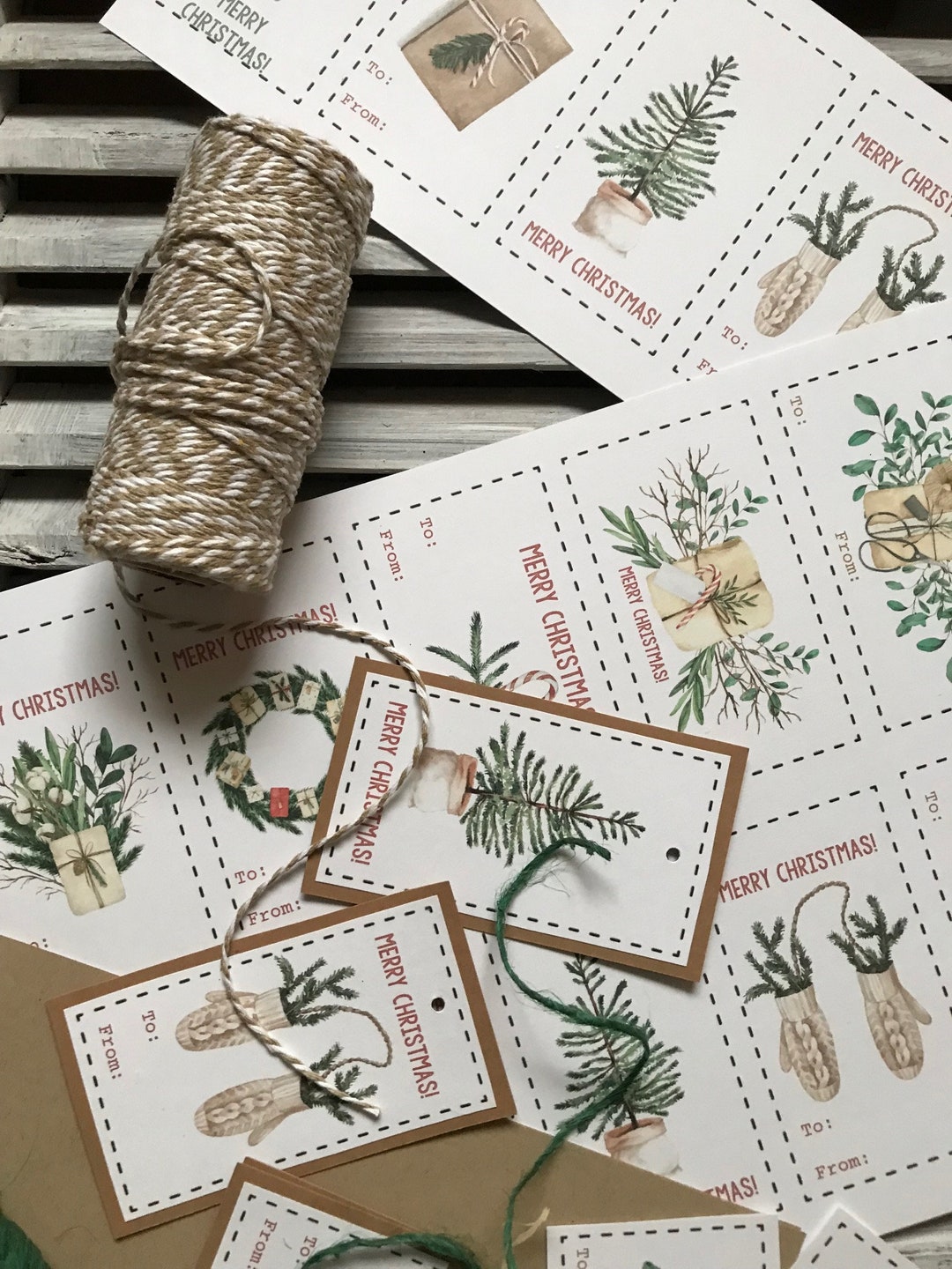 PRINTABLE Christmas Gift Tags, Boho Holiday Decor, Place Cards - Etsy