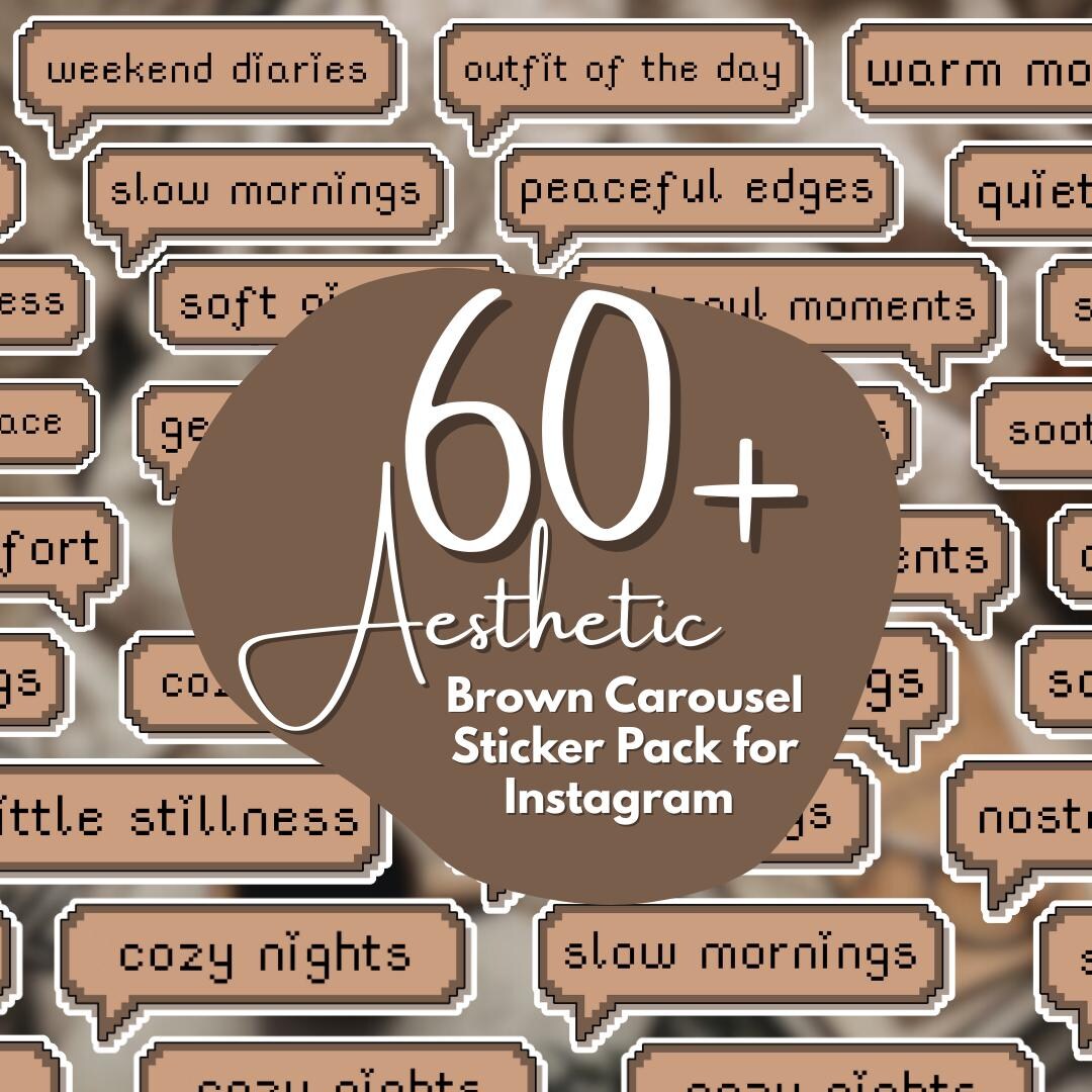 60+ Brown Carousel Text Stickers | Aesthetic Pngs for Social Media ...