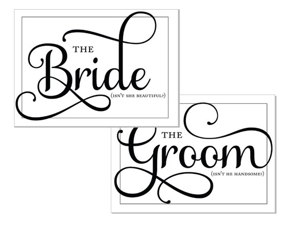 Items similar to Bride & Groom Sign (2 digital downloads) on Etsy
