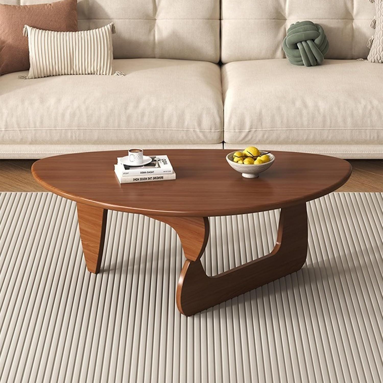Mid Century Modern Triangle Coffee Table: Walnut Finish, Living Room ...