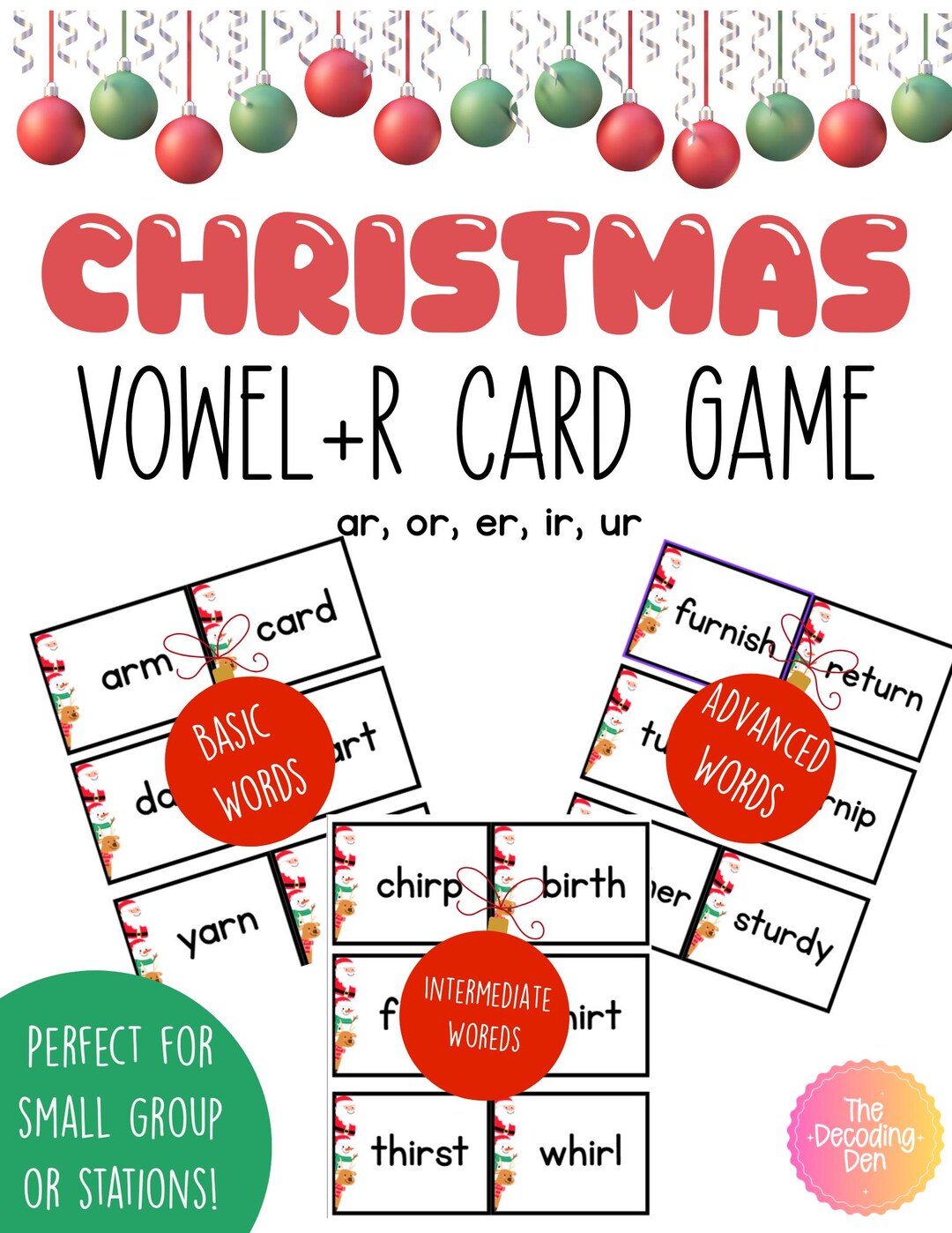 Christmas R-controlled Vowel Game – Ar, Or, Er, Ir, Ur(differentiated ...