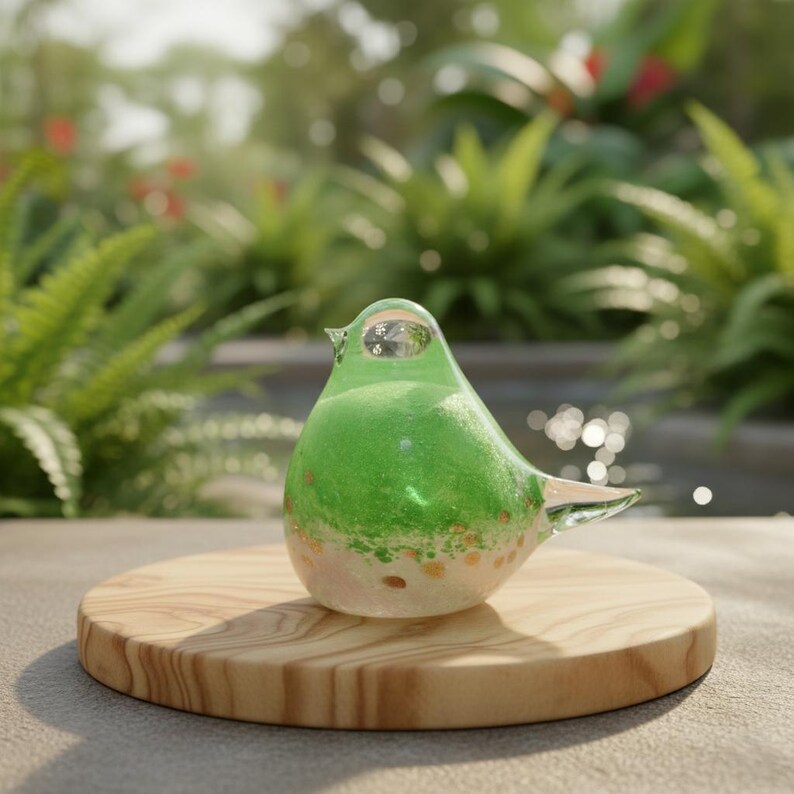 Hand-blown Glass Bird Figurine, Sparkling Miniature Art Sculpture ...