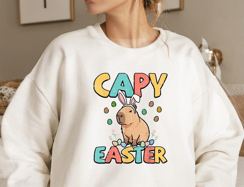 Capybara Easter PNG, Cute Capy Bunny Ears Shirt Design, Funny Capybara ...