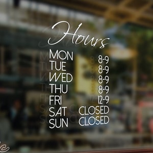 Custom Business Hours Window Decal for Shops/salons/cafes/restaurants ...