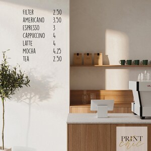 Custom Menu Wall Decal ~ Safe for Walls ~ Bistro Cafe Restaurant ...