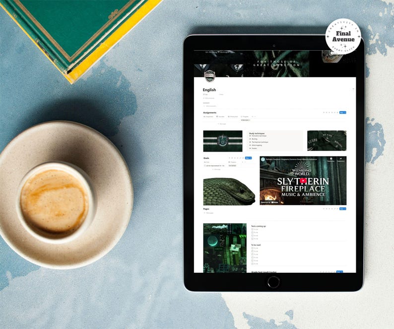Slytherin Digital Planner Hogwarts Inspired Notion Template Academic Dashboard Life Organizer ...