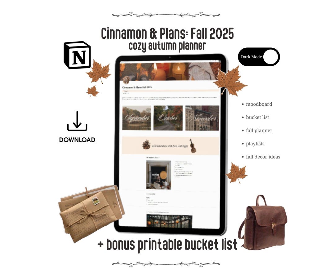 Cozy Autumn Notion Planner Aesthetic Fall Template Seasonal ...